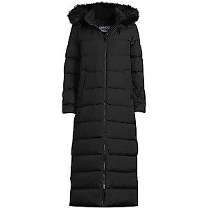 Lands' End Womens Maxi Down Coat Black Regular X-Large
