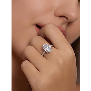 Michooyel Oval Cut 4ct Engagement Ring Sterling Silver Cubic Zirconia Rhodium Plated Solitaire Women‘s Ring Wedding Ring Promise Ring Wedding Band