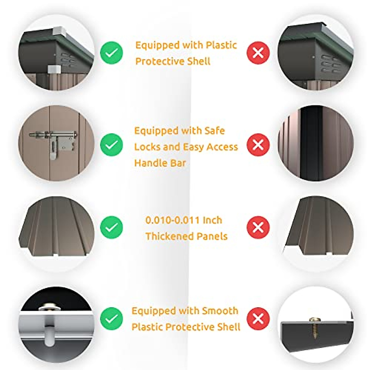 UDPATIO Outdoor Storage Shed 5x3 FT, Metal Garden Shed for Bike, Garbage Can, Tool, Lawnmower, Outside Sheds & Outdoor Storage Galvanized Steel with Lockable Door for Backyard, Patio, Lawn