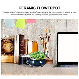 Yardwe 2pcs Purple Clay Flower Pot Pottery Planters Glazed Plant Pots Planters for Indoor Plants Succulent Flowerpot Ceramic Garden Pots Chinese Planter Pot Flowers Ceramics Planer
