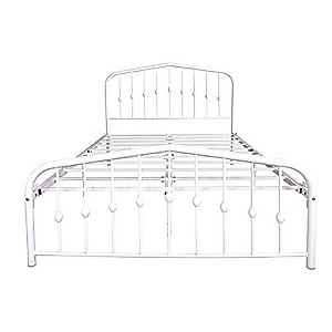 Albearing Metal Platform Bed Frame, Morden Design, Heavy Duty Steel Slat and 9-Leg Support (White, Queen)