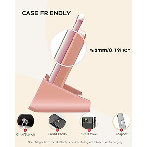 Wireless Charger YUWISS Wireless Charging Stand Cordless Charger 10/7.5/5W Compatible with iPhone 15 14 13 12/12 /11Pro Max/XR/XS Max/XS/X/8/8Plus Galaxy S22/S21/S9/S9+/S8/S8+ Note (Rose Gold)