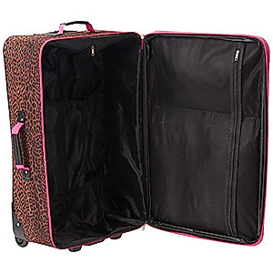 Rockland Vara Softside Upright Luggage, Pink Leopard, 3-Piece Set (20/22/28)