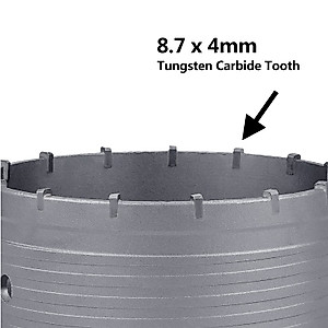 GUICGOC 6 inch / 152mm Concrete Hole Saw with 220mm SDS Plus Shank Connecting Rod,Tungsten Carbide Teeth Cement Hole Saw for Cement Brick Concrete Stone Wall (6 inch (152mm))