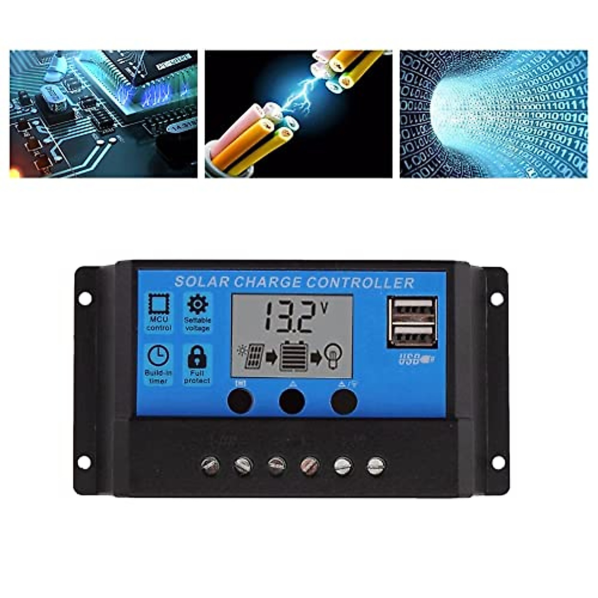 YALIYA 50W 5V/18V Solar Panel Dual USB Output Monocrystalline Solar Panel IP65 Water-Resistant with 10A Solar Controller Regulator for Car Yacht Batterys Boat r