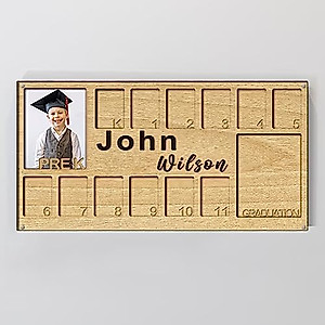 Handance Pre K to 12 Graduation School Photo Frame, Personalized Grade School Picture Frame Name Custom School Years Wood Photo Frame Gift