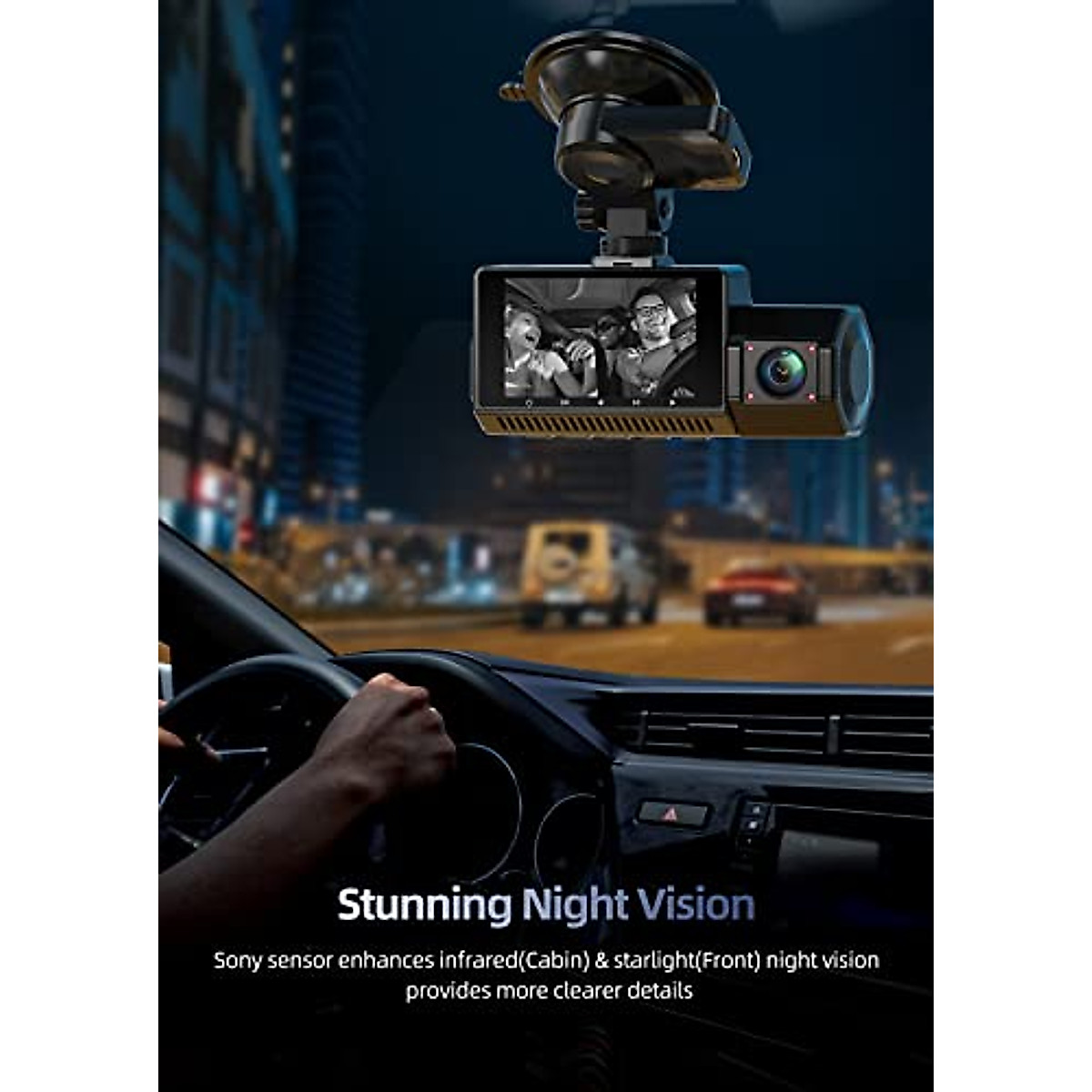 4K Dual Dash Cam Front and Inside, Veement Dash Car Camera with GPS, 2160P Front+1080P Inside Rear Camera for Cars, Sony Starvis Sensor, Infrared Night Vision, 24H Motion Detection Parking Mode