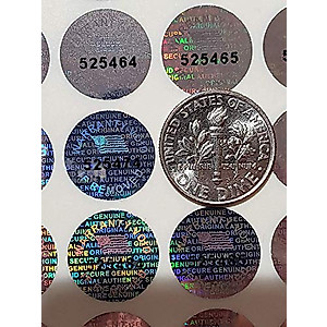 Golden Color 14 MM (0.53 inch) Round with Serial Number Hologram Labels Tamper Evident Stickers Security Void Seals Labels - Dealimax Brand (500)