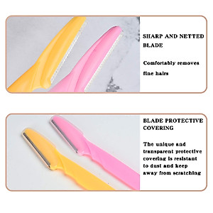 ABOAT 48 Pieces Facial Razor Eyebrow Razor Trimmer Shaper Shaver with Precision Cover for Men and Women