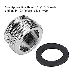 Kitchen Faucet Diverter Valve, Faucet Adapter Kitchen Sink to Garden Hose Adapter Dual Threads 15/16"-27 Male and 55/64"-27 Female to 3/4" MGH