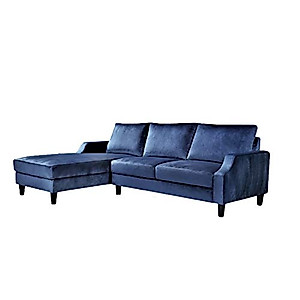 US Pride Furniture AS0156-L L-Shape Sofa with Wide Chaise Lounge, Dark Blue