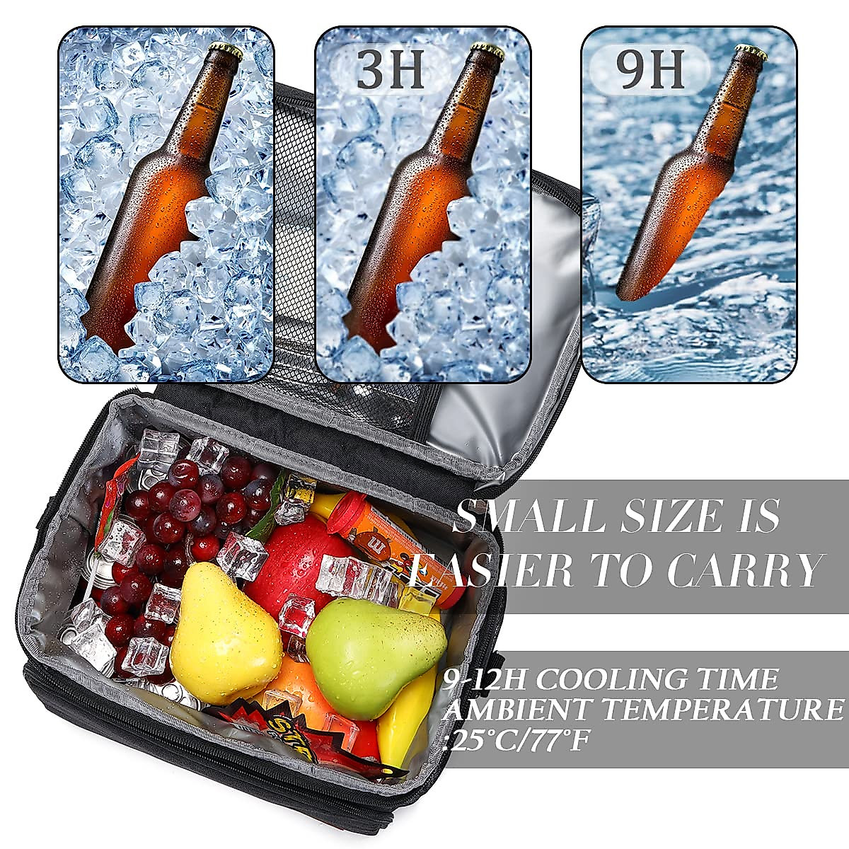 Expandable Cooler Bag - Mini Collapsible Travel Cooler for Car Road Trips Picnic Camping Hiking, Leak Proof Insulated Cooler Bag for Shopping, Reusable Portable Soft Cooler Bag for Airplane, Gray