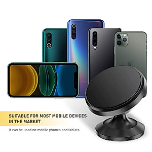 QODOLSI 2 PCS Car Phone Holder, Universal Dashboard Car Mount, Portable Adjustable Cell Phone Mount for Car, Suitable for All Smartphones (Black), QOCTZJ701BL-2PS