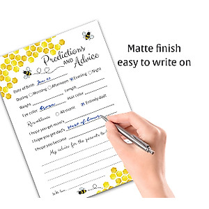 BEE Prediction and Advice Cards - Pack of 25 - Bumblebee Baby Shower Games, Yellow neutral Bumble bee New Parents, Mom & Dad to be, Mommy & Daddy Message, Honey bee Coed Activity Keepsake G620-PDAV