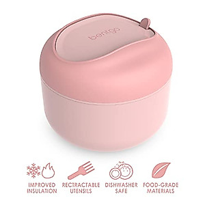 Bentgo Bowl - Insulated Leak-Resistant Bowl with Snack Compartment, Collapsible Utensils and Improved Easy-Grip Design for On-the-Go - Holds Soup, Rice, Cereal & More - BPA-Free, 21.2 oz (Blush)