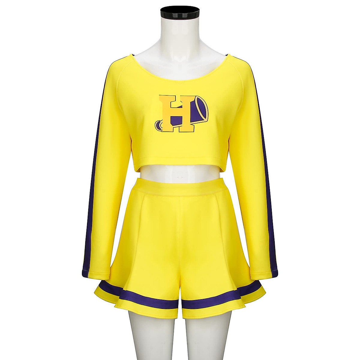 FOGHORN Women Girls Cheerleader Costume Halloween Sports School Fancy Yellow Cheerleading Uniform Outfit(XS)