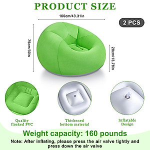 Realspring 2 Pcs Bean Bag Chairs for Adults Kids Inflatable Chairs with Electric Air Pump Blow up Chair Inflatable Lazy Sofa Folding Portable Inflatable Chair for Living Room Bedroom(Green)