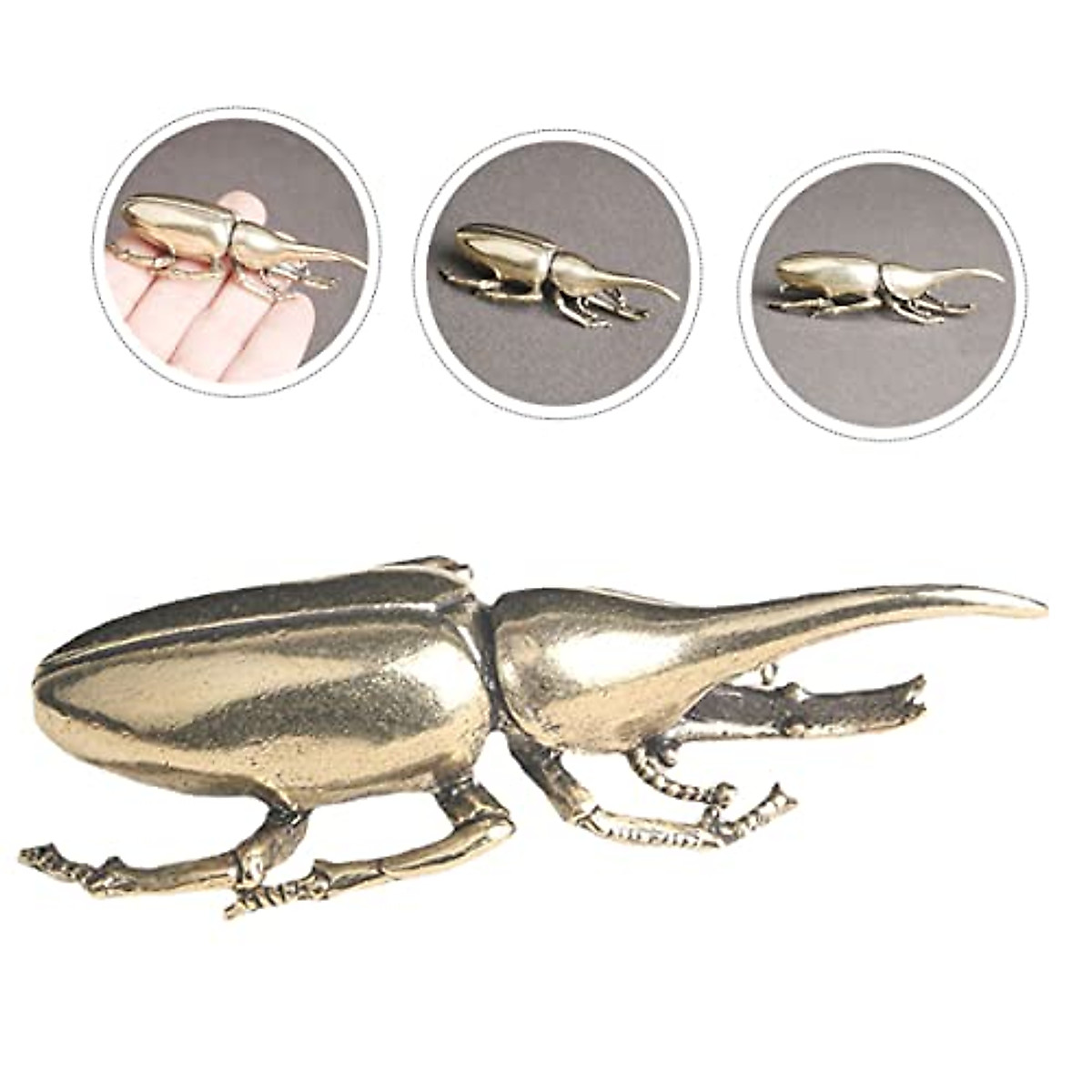 VOSAREA 2pcs Brass Ornament Beetle Model Garden Art Copper Figurines Brass Decor Brass Animal Ornament Coraline Decor feng Shui Statue Brass Statue Statues Table Decoration Delicate