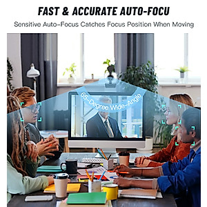 Webcam FHD 1080P Streaming Webcam with Ring Light, Microphone, Privacy Cover and Auto-Focus, Plug and Play, USB Web Camera for Zoom Skype YouTube, PC Laptop Computer