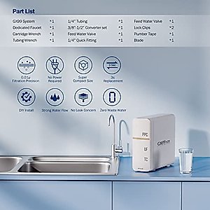 Frizzlife GX99 Water Purification Unit - 0.01 Micron Ultra Filtration, Integrated Waterway Design, Twist To Replace & DIY Install, Fast Water Flow & No Power Required