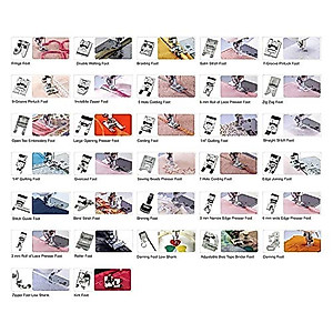 eoocvt 52pcs Domestic Sewing Machine Presser Feet Set for Brother, Babylock, Singer, Janome, Elna, Toyota, New Home, Simplicity, Necchi, Kenmore, and White Low Shank Sewing Machines
