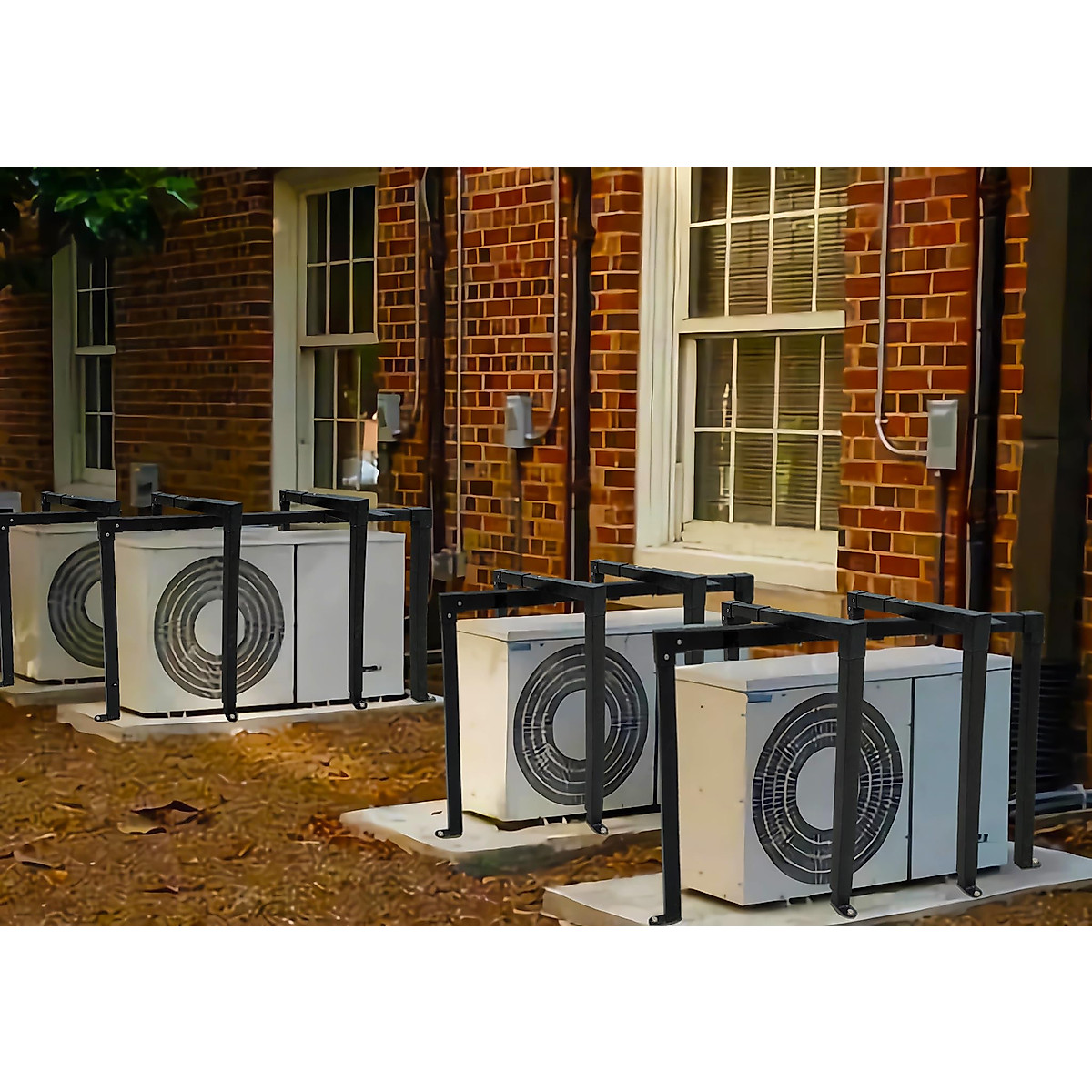 Nuwovwo AC Security Cage, Adjustable Height and Width, Steel Air Conditioner Cage for Round or Square Shape incl. Anti-Theft Screws (Reinforced Version)