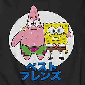 Mens Spongebob Squarepants Shirt - Spongebob, Patrick & Krusty Krab Long Sleeve Tee (Black Kanji, Medium)