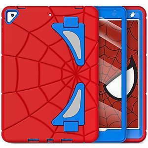 Nitupai Case for iPad 9th Generation/iPad 8th 7th Generation 10.2 inch 2021/2020/2019 Heavy Duty Shockproof Rugged Protective Cover 10.2'' with Stand Kids, Red+Blue