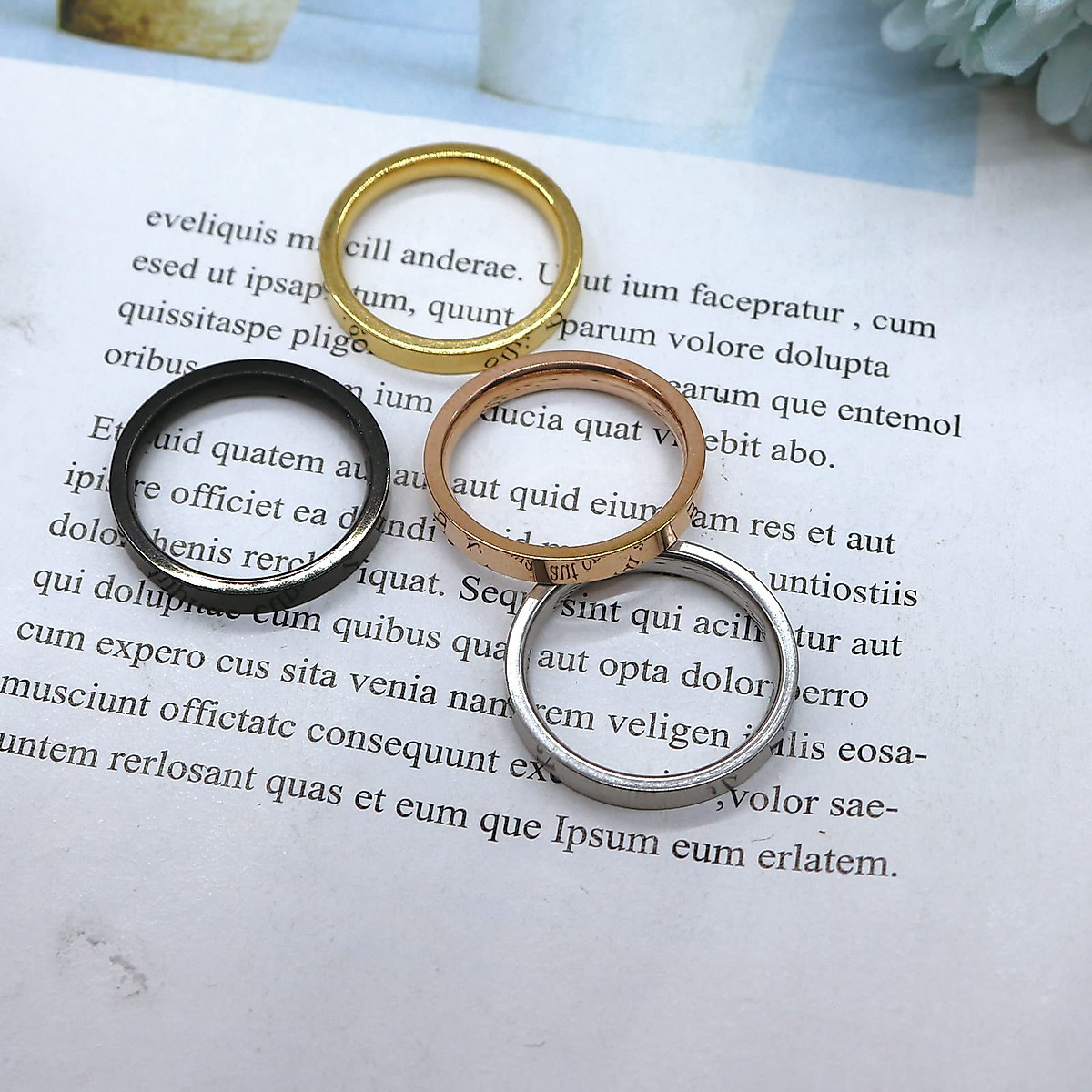 HSQYJ Stainless Steel Crystal Band Rings Set Elegant Multi Row Cubic Zirconia Wedding Engagement Promise Statement Ring Fashion Jewelry for Women Men