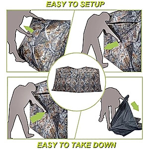 THUNDERBAY Bunkhouse Pop Up Portable Side-by-Side See Through Hunting Blind, 6 Person Wide Bottom 360 Degree See Through Hunting Tent, Footprint: 180"x90" with 80" Height