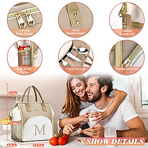 Personalized Lunch Bag for Women, Reusable Insulated Lunch Box Gift for Friend Large Wide-Open Water Resistant Adult Cooler Tote Bag for Work, Travel, Picnic - Printed M