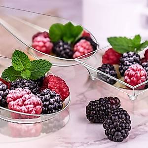 400 Pcs Mini Dessert Plates with Tasting Spoons Disposable Serving Trays 100 Pcs Small Square Appetizer Plates 100 Pcs Clear Plastic Plates 200 Pcs Mini Spoons for Desserts Party Fruit (Water Drop)