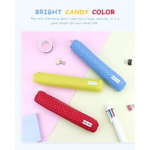 YETOOME 3 Pieces Slim Pencil Case, Colored Pencil Pouch Cosmetic Bag Office Stationery Organizer with Zipper for Adult (Red, Yellow, Blue)