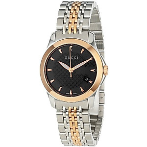 Gucci Women's YA126512 Gucci timeless Steel and Pink PVD Black Dial Watch
