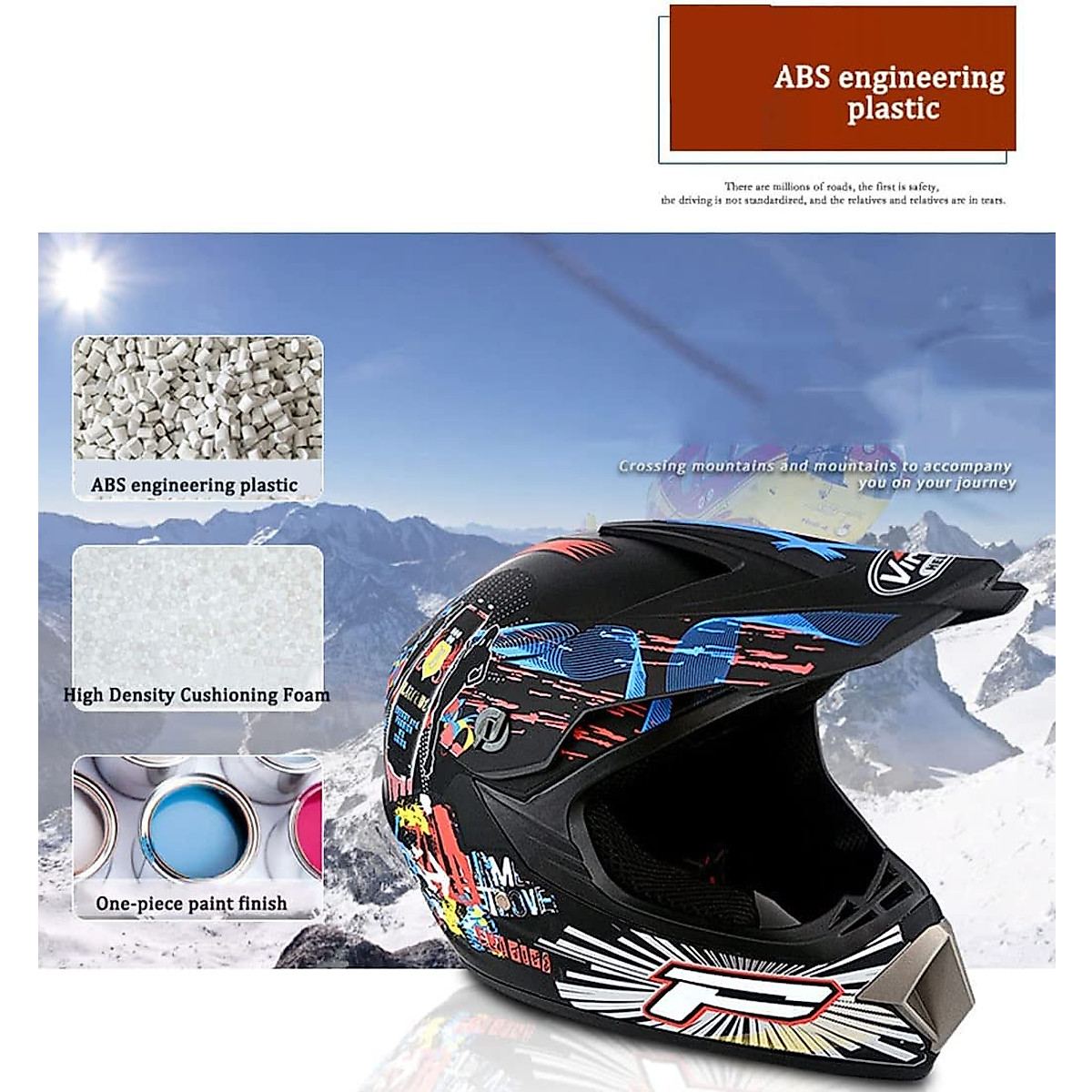 Youth Kids DOT Certified Bluetooth Motorcycle Full Face Helmet ATV Motocross Street Dirt Bike Racing Crash Helmet Sport Offroad Mountain Helmet+Gloves+Goggles+Mask -C-Large