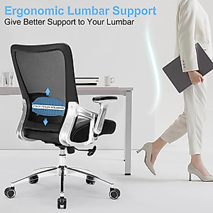 Ergonomic Office Desk Chair 400lbs Heavy Duty Home Office Desk Chairs with Wide Thick Seat Cushion, Executive Computer Task Chair with Adjustable Seat Height & Arm Height for Heavy People
