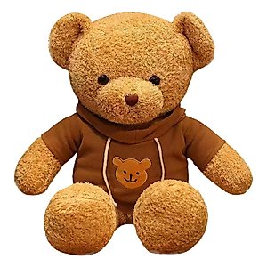 Galatee Cute Teddy Bear Plush Stuffed Animal, Teddy Bear with Coffee Hoodie, Gifts for Children(11.8" Brown)