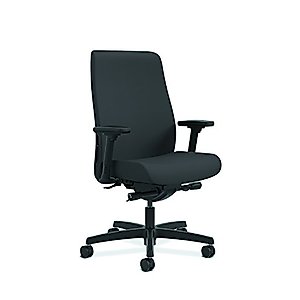 HON Endorse Mid-Back Task Chair- Upholstered Computer Chair for Office Desk, Black (HLWU)