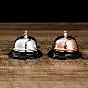 ASIAN HOME Call Bell, 3.35 Inch Diameter, Gold Chrome Finish, All-Metal, Desk Bell Service Bell for Hotels, Schools, Restaurants, Reception Areas, Hospitals, Customer Service, Gold (1 Bell)
