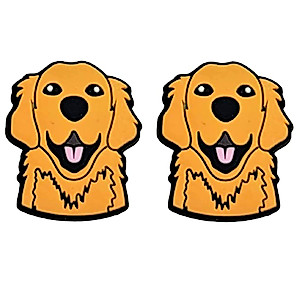 Generic, Golden Retriever Dog Shoe Charm compatible with Crocs Clogs Wristbands Set of 2