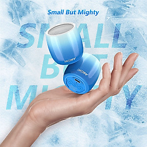 INSMY Small Bluetooth Speaker, Waterproof Mini Speakers Portable Wireless, Punchy Bass Rich Audio, Stereo Pairing, Handheld Pocket Travel Size Built-in Mic for Phone Laptop Tablet Gift (Blue)
