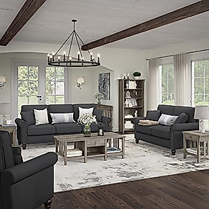 Bush Furniture Coventry U Shaped Sectional Couch, 137W, Charcoal Gray Herringbone