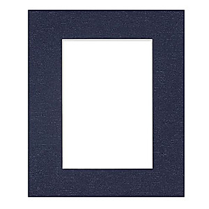 Pack of 25 Acid Free 11x17 Mats Bevel Cut for 9x14 Photos - Navy Canvas Texture Precut Matboards For Pictures, Photos, Framing - 4-ply Thickness
