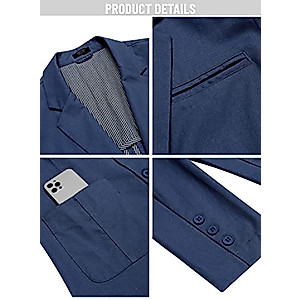 COOFANDY Men's Navy Blazer Casual Linen Sport Coat Lightweight Two Buttons Suit Jacket