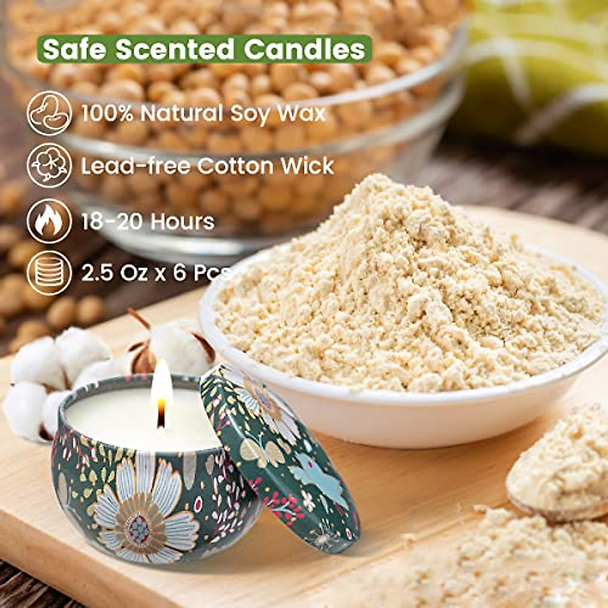 Scented Candles Gift Set for Women, 6 Pack Aromatherapy Candles for Home Scented, Natural Soy Wax Candles with Fragrance, Stress Relief, Gift for Birthday, Mother's Day, Christmas