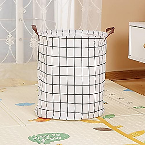 Wress Home Fabric Dirty Clothes Basket Dirty Clothes Basket Home Storage Basket Laundry Bucket Folding Storage Dirty Clothes Basket Black Checkered -2