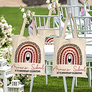 Personalized Teacher's Appreciaton Camvas Tote Bags w/Name & Text - 9 Design Custom Teachers Day Bag Gifts for Teacher Customized Canvas Gift Women Shoulder Birthday C1 Beige 15''X 16'' inches