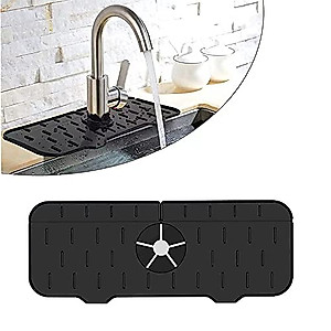Silicone Faucet Drip Catcher Kitchen Sink Splash Mat, Water Catcher Tray Behind Faucet Handle Drip Pad Drip Protect Splash Countertop For Room -Gray