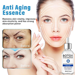 Botox Face Serum, Botox Stock Solution Facial Serum with Vitamin C & E, Instant Face Lift & Anti Aging Serum, Boost Skin Collagen, Reduce Fine Lines, Wrinkles, Plump Skin