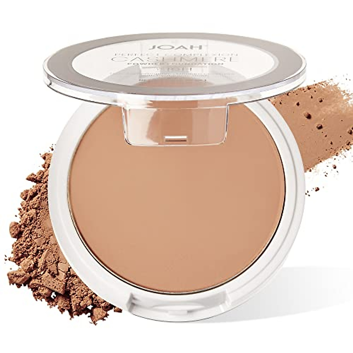 JOAH Perfect Complexion Cashmere Powder Foundation, Medium Face Coverage, Matte Finish, Korean Makeup, Compact Design For Oily & All Skin Types, 16 Hour Wear, Medium with Neutral Undertones